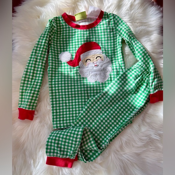 Classic Whimsy | Pajamas | Classic Whimsy Green And Red Santa Kids ...